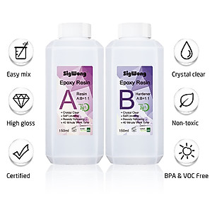 Epoxy Resin Crystal Clear Coating Kit 300ml - 2 Part Casting Resin For Art, Craft, Tumbler, Jewelry Making, Bonus Glove, Mixing Stick, Graduated Cup, Resin Pigment, Glitter, Dispensing Cup, Tablecloth