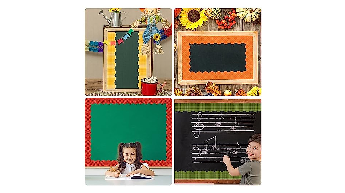 AnyDesign Fall Plaid Bulletin Board Borders - 79FT Decor