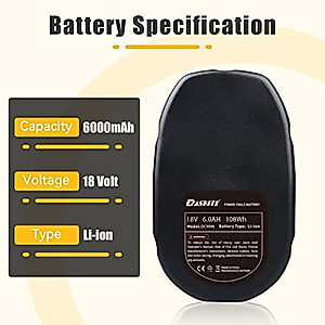 DASNITE Upgraded 2Pack 18V 6.0Ah Lithium-ion Replacement for Dewalt 18 Volt Li-ion Battery DC9096 DC9098 DC9099 DE9039 DE9095 DE9096 DE9098 DW9095 DW9096 DW9098 DE9503 DC9182