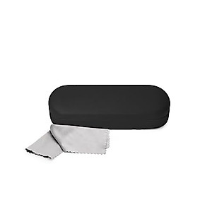 Oplee™ Hard Shell Eyeglass Case with Grey Microfiber Cloth (Black)