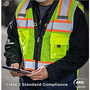 Shine Bright Safety Vest - High Visibility with Reflective Straps and Pockets – Premium, Soft, Durable, and Breathable – ANSI CLASS 2 (Size Large, Black)