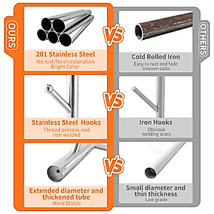 ZOZOE Metal Coat Rack Freestanding, Solid 201 Stainless Steel Coat Rack Stand, Modern Coat Racks with Natural Marble Base, Coat Tree Hanger Stand for Jacket, Bag, Entryway, Office