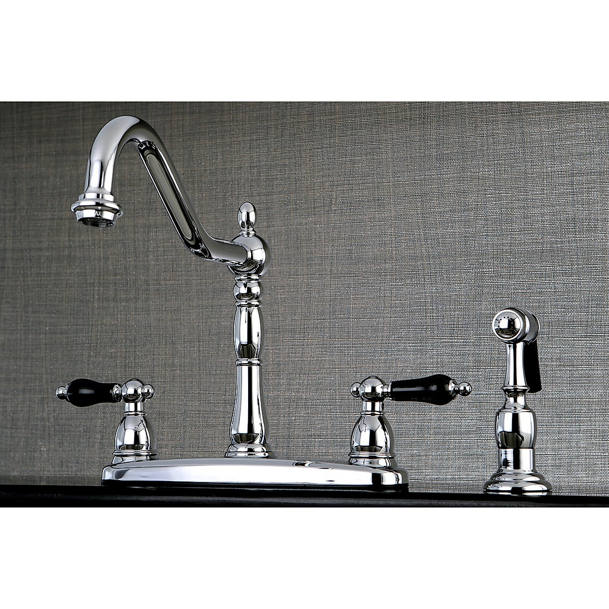 Kingston Brass KB1751PKLBS Duchess 8 inch Centerset Kitchen Faucet with Brass Sprayer, 8-5/8 inch In Spout Reach, Chrome