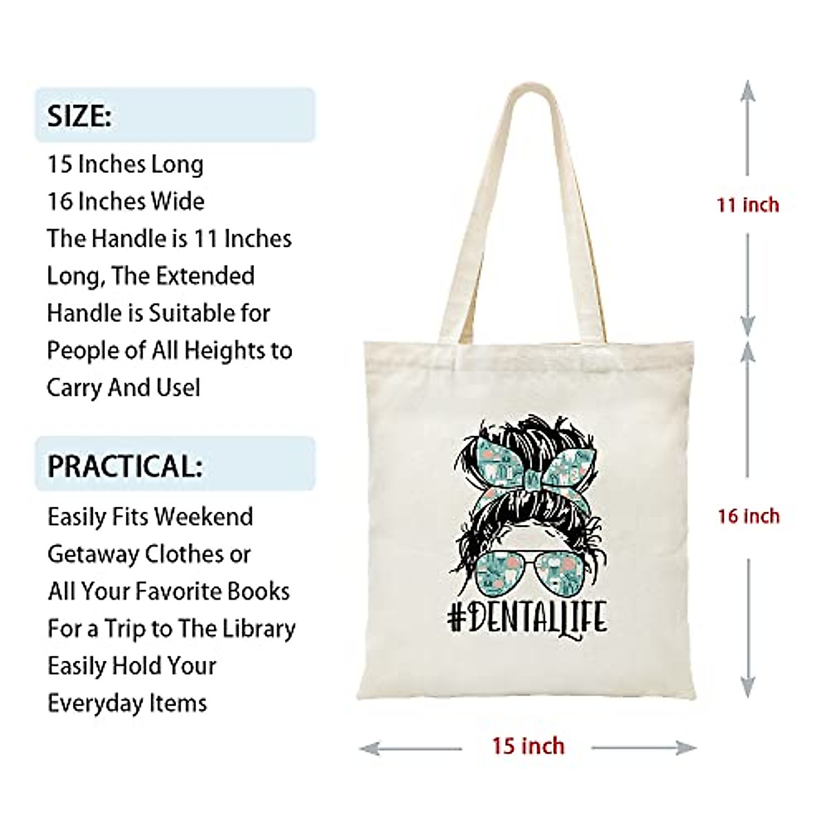ZHANTUONE Denta Life，The Best Birthday Gift for Dentists, For Women Dental Hygienist Tote Bag，Dental Hygienist Gifts，Dental Assistant Gifts，Dental Hygienist Student Gifts，Funny Dentists Gift
