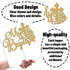 My Baptism Cake Topper, First Holy Communion,God Bless This Child, Bridal Shower/Wedding/Baptism/Christening Baby Shower Party Decorations, Gold Glitter