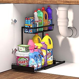 Dzanwo Under Sink Organizer-Bathroom Cabinet Organizer-2 Tier Organization And Storage for Kitchen, Bathroom, Medicine Cabinet, Seasoning Organizer