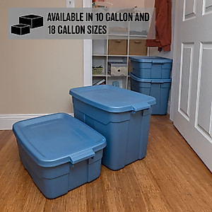 CX Rugged Tote, 10-Gallon Rugged Storage Container & Standard Snap Lid, (8.8”H x 24.2”W x 16.2”D), Stackable Organization Tote [4 Pack]