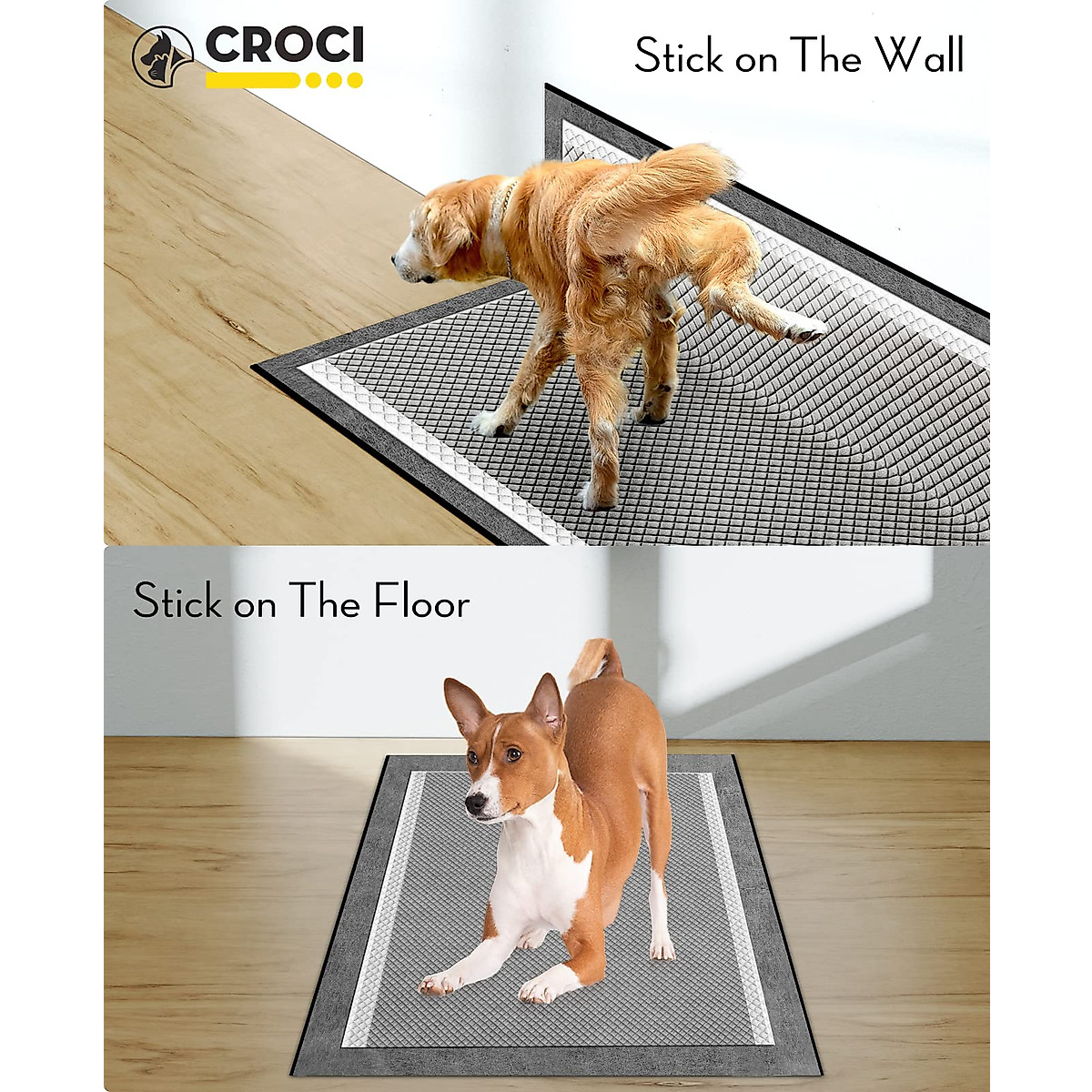 CROCI Charcoal Puppy Pads 28x34in Extra Large Dog Pads, Odor-Control Dog Pee Pads, Leak-Proof Quick-Dry Dog Training Pads, Disposable (40 Counts)