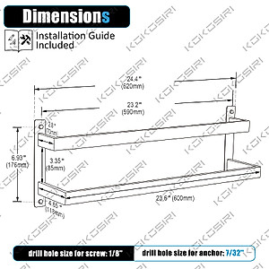 KOKOSIRI Towel Bars Black Bath Towel Holders 24-Inch Bathroom 2-Tiers Ladder Towel Rails Wall Mounted Towels Shelves Rack Stainless Steel, B5008BK-L24
