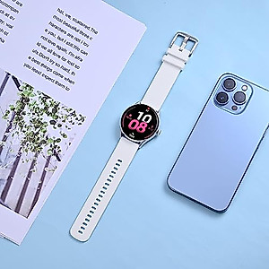 Anbeer Silicone Watch Band 20mm Quick Release Rubber Watch Straps for Men Women,White with Silver Stainless Steel Buckle