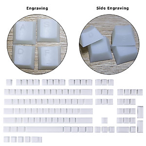 HMANE 109 Keys POM Jelly Keycaps Set, Rainbow Blank Doubleshot Translucent OEM Profile Mechanical Gaming Keyboard Keycaps for 60ï¼…/87 TKL/104/108 Cherry MX Switches (White/Side Printed)