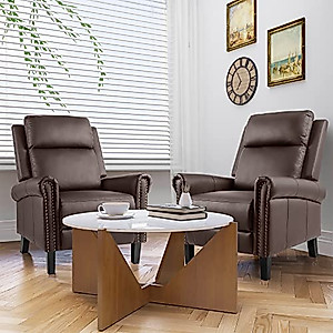 YITAHOME Leather Recliner Chair Set of 2, Push Back Recliner with Comfortable Arms and Back, Accent Chair Single Sofa Adjustable for Living Room, Home Theater Seating, Brown