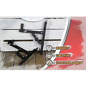 Premium PA Speakers Wall Mount Brackets By GRIFFIN | Set Of 2 All Steel Pro-Audio Speaker 35mm Pole Holder | Securing Locking Pin & 3 Horizontal Level Tilt Adjustments | On Stage Studio Monitor Stands