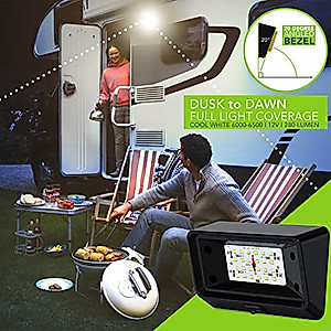 Leisure LED 2 Pack RV Exterior Porch Utility Light with Switch 12v 280 Lumen Lighting Fixture. Replacement Lighting for RVs, Trailers, Campers, 5th Wheels Black Base Clear & Amber Len (Black, 2-Pack)