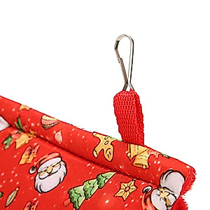 Pssopp Bird Snuggle Hut, Bird Hanging Hammock Tent Toy Bird Cave Hanging Tent Birds Hideaway Sleeping Bed Fuzzy for Resting Hiding Playing Red Christmas