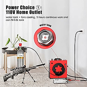 GX PUMP CS4 Portable PCP Air Compressor, 350W Powerful Motor,Max 5800Psi/40Mpa, Water and Fan Cooling, 5 Hours Continous Work, 12V Auto Stop PCP Air Rifle Paintball Air Compressor