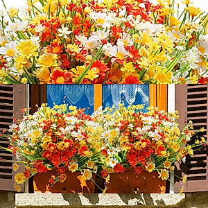 WILLBOND 12 Pieces Faux Flowers Faux Daisy Wildflowers Greenery Shrubs Plants for Home Outdoor Wedding Decoration Farmhouse Outside Garden Planter Decor