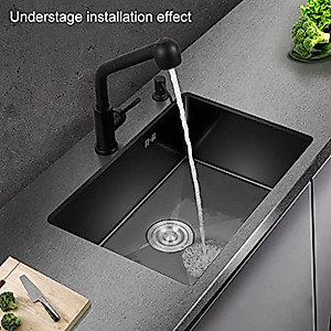 HAMEXLN Black 304 nanometer Stainless Steel Sink Bathtub Single Bowl Home Kitchen Large Sink Square Single Tank with soap Dispenser, 72x45x20cm
