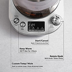 Mecity Tea Kettle Electric Tea Pot with Removable Infuser, 9 Preset Brewing Programs Tea Maker with Temprature Control, 2 Hours keep Warm, 1.7 Liter Electric Kettles, 1200W, Glass and Stainless Steel