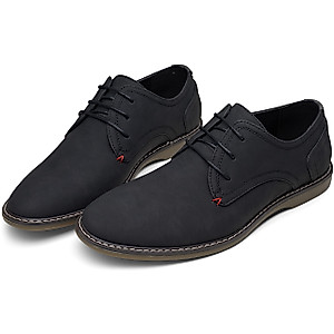 Jousen Men's Oxford Suede Business Casual Dress Shoes Plain Toe Oxfords Classic Formal Derby Shoes (AMY615 Black 11)