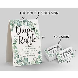 Diaper Raffle Tickets for Baby Shower Sign，Baby Shower Invitations with Diaper Raffle Cards - Baby gender neutral tickets(1 Sign with 50 Raffle Tickets) Toctose022