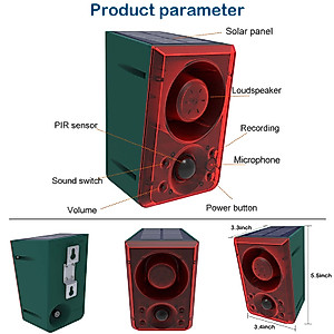 Solar Motion Sensor Alarm Outdoor - 130db Sound Security Siren Light with Remote Controller for Home, Villa,Farm,Barn,Yard,Chicken coop