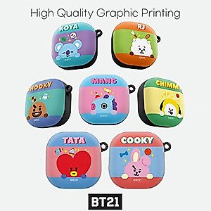 BT21 Official Merchandise for Galaxy Buds 2 Pro Case (2022) / Galaxy Buds 2 Case (2021) / Galaxy Buds Pro Case (2021) / Galaxy Buds Live Case (2020) - RJ