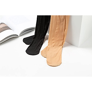 ibonas Shiny Oil Pantyhose Footed - 2 Pack Ultra Shiny Sheer Tights High Waist, Shimmery Stocking for Women, Girls (Black Skin Pantyhose)