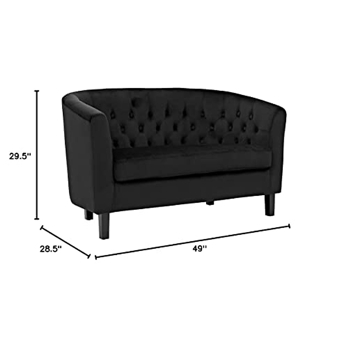 Modway Prospect Velvet Upholstered Contemporary Modern Loveseat In Black