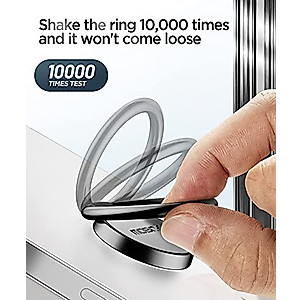 MOBOSI Phone Ring Holder Stand, Finger Ring Kickstand with Polished Metal Grip for Magnetic Car Mount Compatible with All Smartphones (Black)