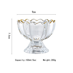 Ice Cream Bowl Glass Dessert Cup Small Cute Footed Clear Glass Ice Cream Cups with Phnom Penh Perfect for Ice Cream Dessert Smoothie Milkshake Fruit Salad,5oz