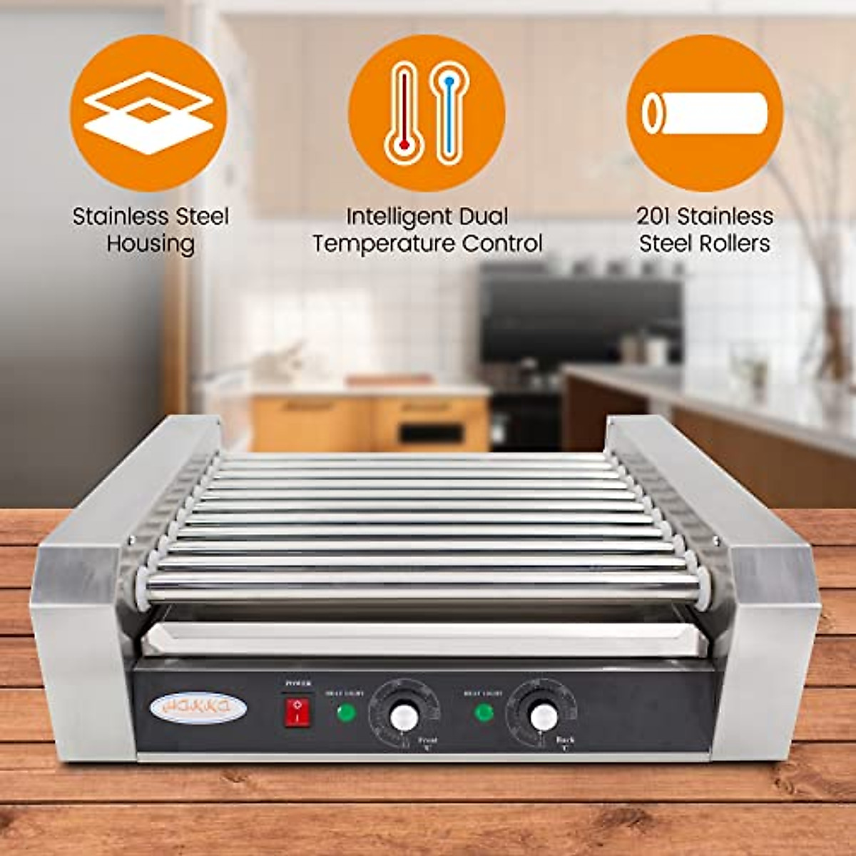 Hakka Commercial Hot Dog Roller Grill with 9 Rollers
