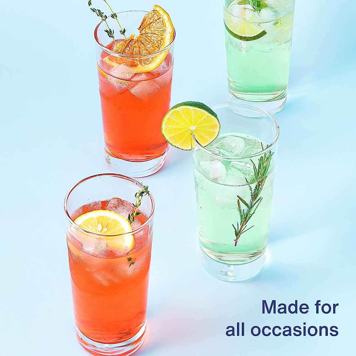 Vintorio GoodGlassware Highball Glasses (Set of 4) 13.5 oz - Tall Drinking Glass with Heavy Base - for Water, Juice, Cocktails, and Beverages - Dishwasher Safe, Perfect for Kitchen & Bar