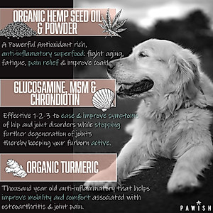 Hemp Hip & Joint Supplement for Dogs with Organic Hemp Oil, Glucosamine, Turmeric, MSM - for Joint Support, Mobility, Arthritis Pain Relief and Anxiety - 120 Soft Chews