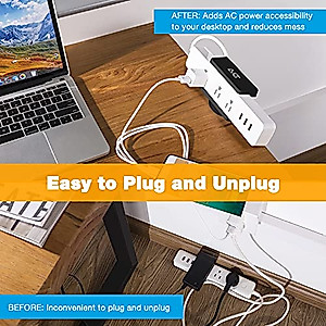 AVLT Power Strip Desk Mount - Desk Clamp Power Strip Holder - Power Strip Clamp Mount - Fits Power Strip Width Between 1.6" to 2.4" - for Desk Edge, Work Bench, Spinal Condition - Black