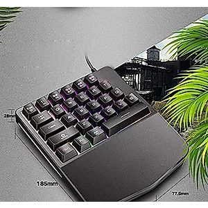XYLXJ K11 Portable Gaming Keyboard 28keys, One-Hand Mechanical Gaming Keypad, With Wide Hand Rest Backlit for PC Game