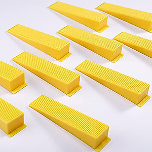 300 Pcs Reusable Leveling Wedges, Tile Leveling System Wedges For 1/8" spacers, 1/16" spacers, 1/32" spacers and Tile Leveling System Kit,for Tile Leveler Installation (300, Yellow)