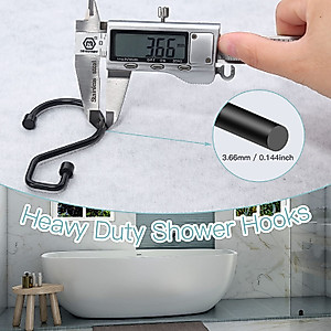 Goowin Shower Curtain Hooks, 12 Pcs S Shape Shower Curtain Rings, Rustproof Black Shower Curtain Rings, Multi-Functional Shower Hooks for Shower Curtain, Kitchen Utensils, Clothing, Towels, Black