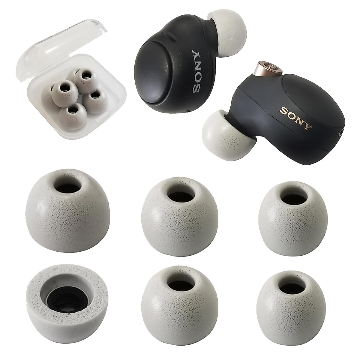 Memory Foam Tips for Sony LinkBuds S/WF-C500 WF-C700N Ear Tips for Sony Earbuds WF-1000XM4 WF-1000XM3 LinkBuds S Replacement Tips Fit Charging Case 3 Pairs LMS White
