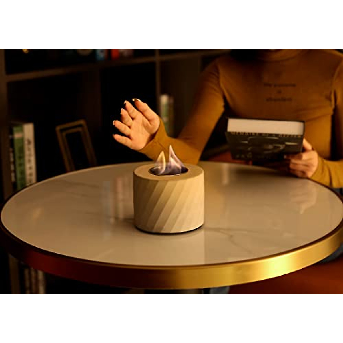 Portable Fireplace Tabletop Fire Pit - Rubbing Alcohol Fire Bowl for Indoor and Outdoor use, Diameter 4.9 in x Height 3.8 in 3.1Lb with Fire Extinguishing Cover and Bottom Felt Pad