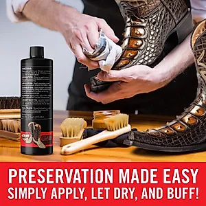 Exotic Leather Conditioner for Boots - Made in USA Leather Cleaner Specially Formulated to Clean & Condition Your Reptile & Exotic Skins - Snakeskin Conditioner - Crocodile Leather Conditioner - 8oz