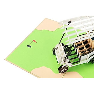 PopLife Golf Cart 3D Pop Up Father’s Day Card - Happy Anniversary, Retirement Gift, Valentine's Day card for Him, Birthday - Golfing Gift for Husband, Card for Golfers - for Son, Father, Grandpa