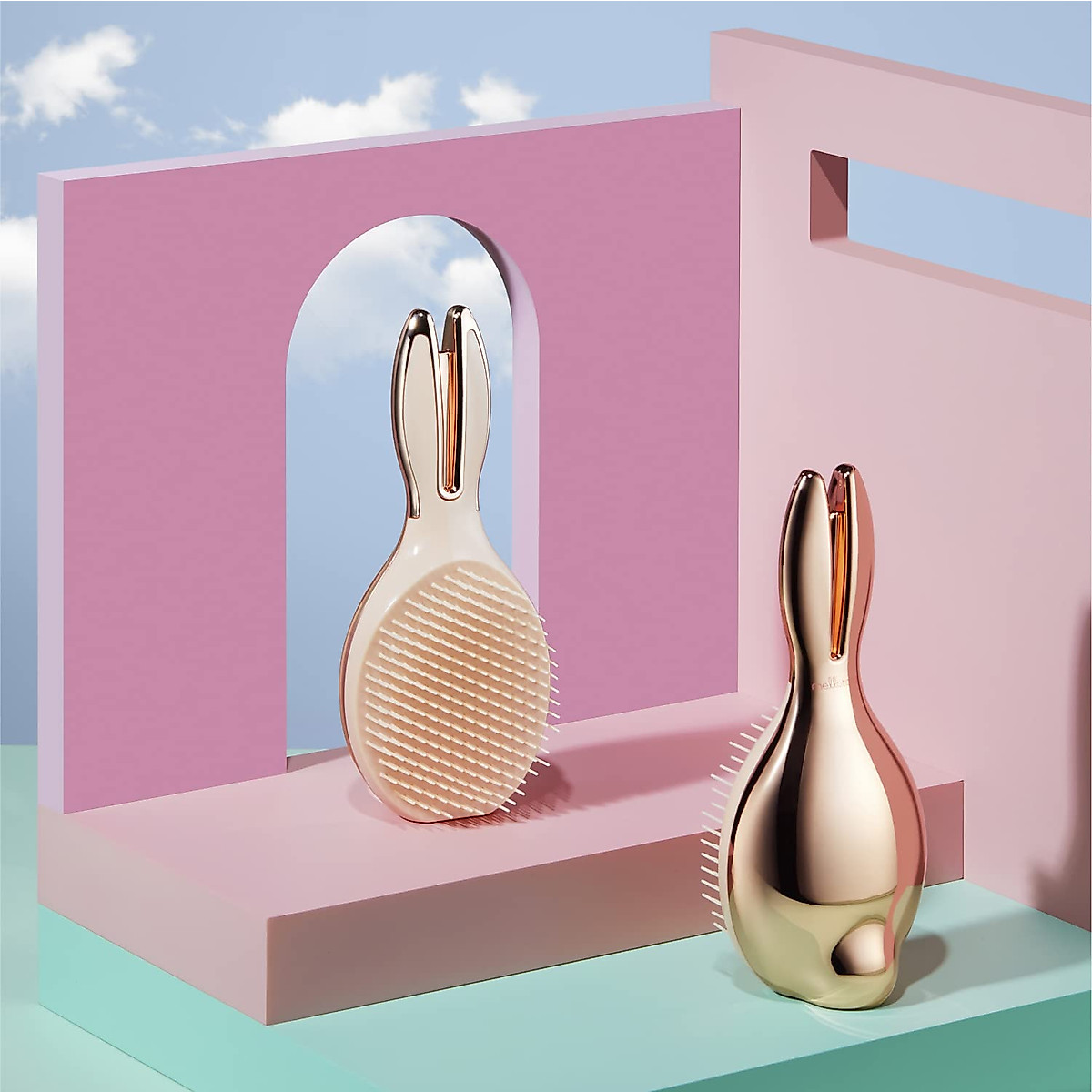 Mellotory, Tangle Rabbit Brush (Pink-Soft Bristles), Gentle Touch Detangler Hair Brush for Men Women & Kids. Soft Bristles for Sensitive Scalp. Wet & Dry Hair. Scalp Massager Brush, Detangling Brush for Adult and Kids Hair