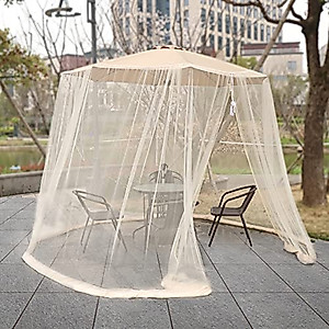 DLATRE Umbrella Mosquito Netting for Patio Umbrella Canopy Curtains Mesh Net Cover Outdoor 9FT-10FT Bug Net with Zipper Door and Adjustable Rope(Beige)