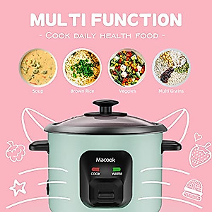 Macook Mini Rice Cooker Small Rice Cooker 3 Cup, Portable Travel Rice Cooker, Auto Keep Warm, Dishwasher Safe, Aqua