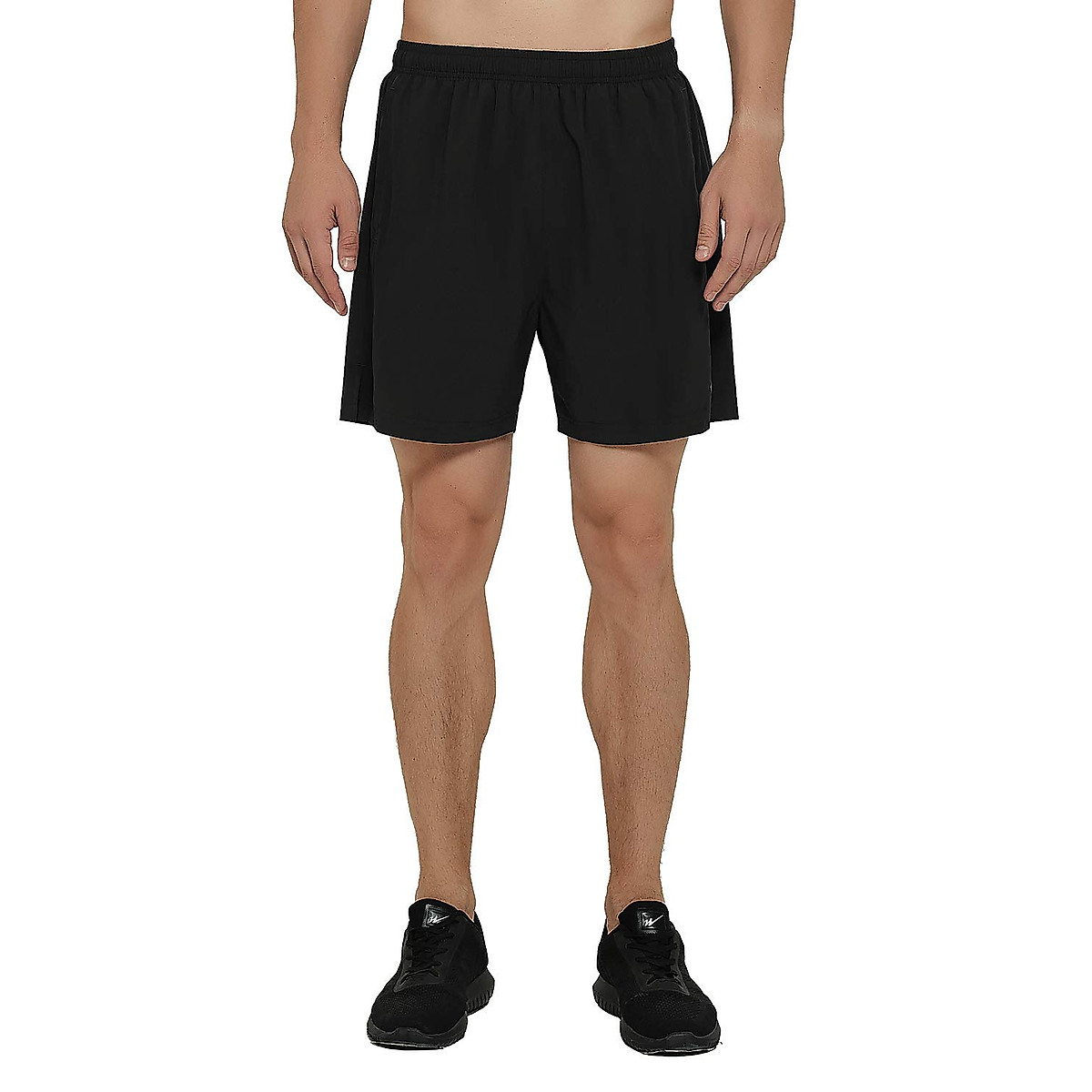 GGK Mens 5 Inch Running Shorts Lightweight Quick Dry Athletic Shorts for Workout Gym Training with Back Zipper Pockets Black