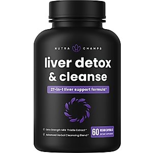 Liver Cleanse Detox & Repair Formula | 20+ Herbs: Milk Thistle Extract with Silymarin, Artichoke, Dandelion, Chicory Root Powder & More! | Premium Liver Support Pills Supplement, 60 Capsules