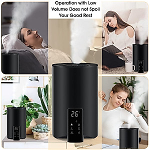 Cool and Warm Humidifiers for Bedroom Large Room, Top Fill 4.5L Quiet Smart Ultrasonic Humidifier for Babies Nursery, Plants & Whole House Built-in Humidity Sensor Essential Oil Diffuser 360°Nozzle