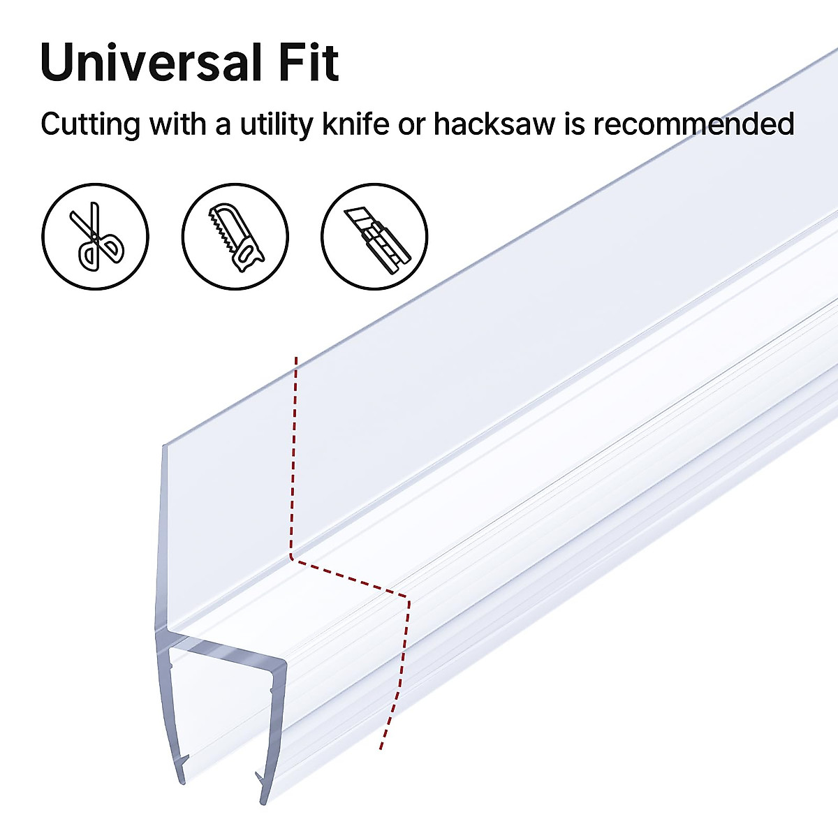 AmazerBath Shower Door Side Seal Strip (Set of 2), Frameless Glass Shower Door Seal Strip - Suitable for 3/8 Inch Glass, 78 inch