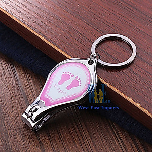 Baby Shower Pink Girl Keychain Favors (12 PCS) Nail Clipper and Bottle Opener Party Gift for Guest